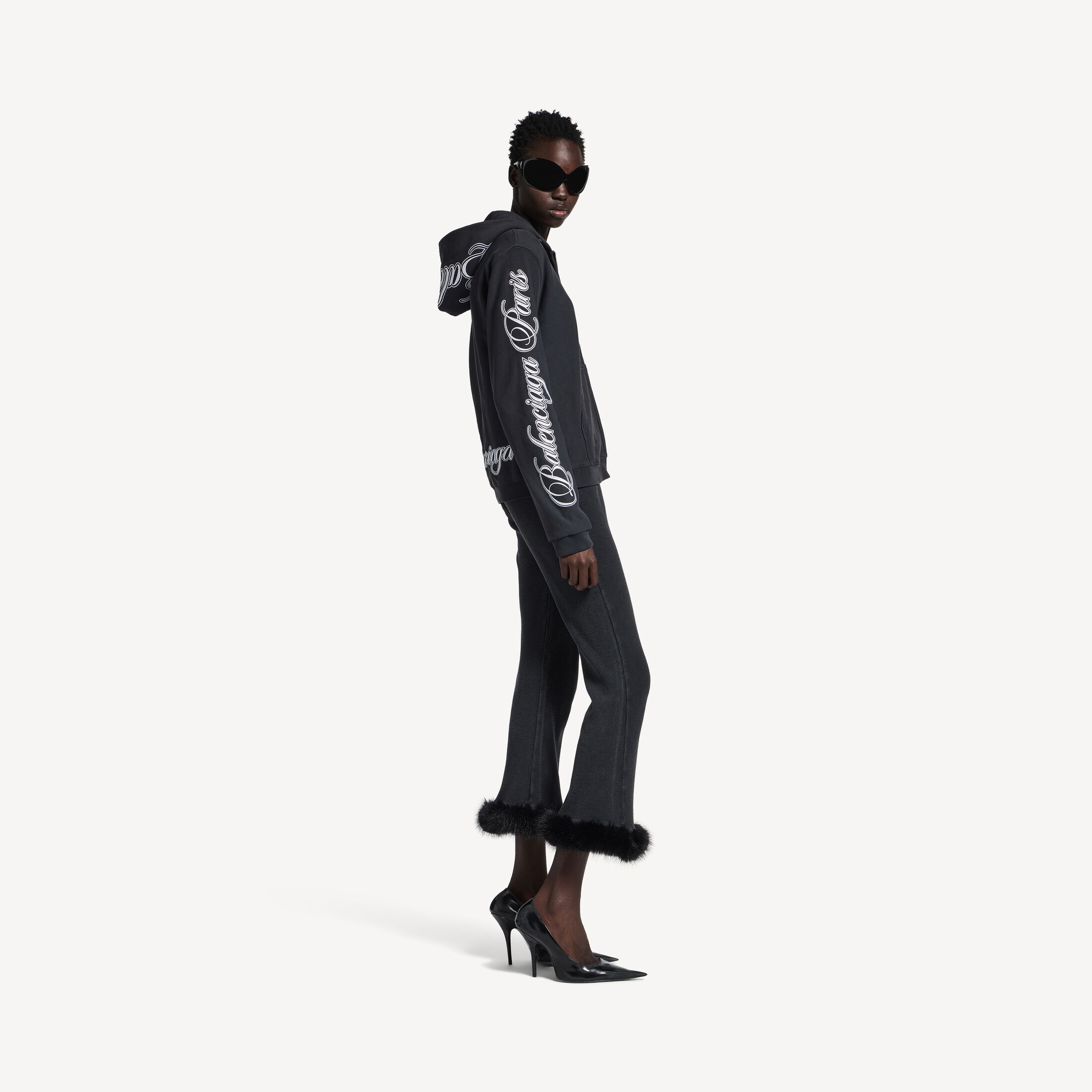 Cursive zip-up hoodie regular fit