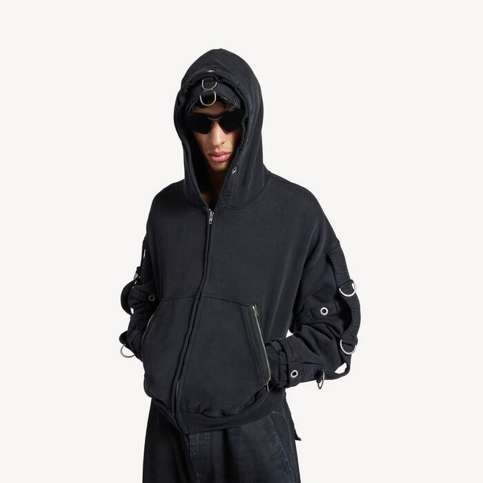 D-ring cargo zip-up hoodie