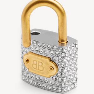 Charm/keychain bb padlock with rhinestones