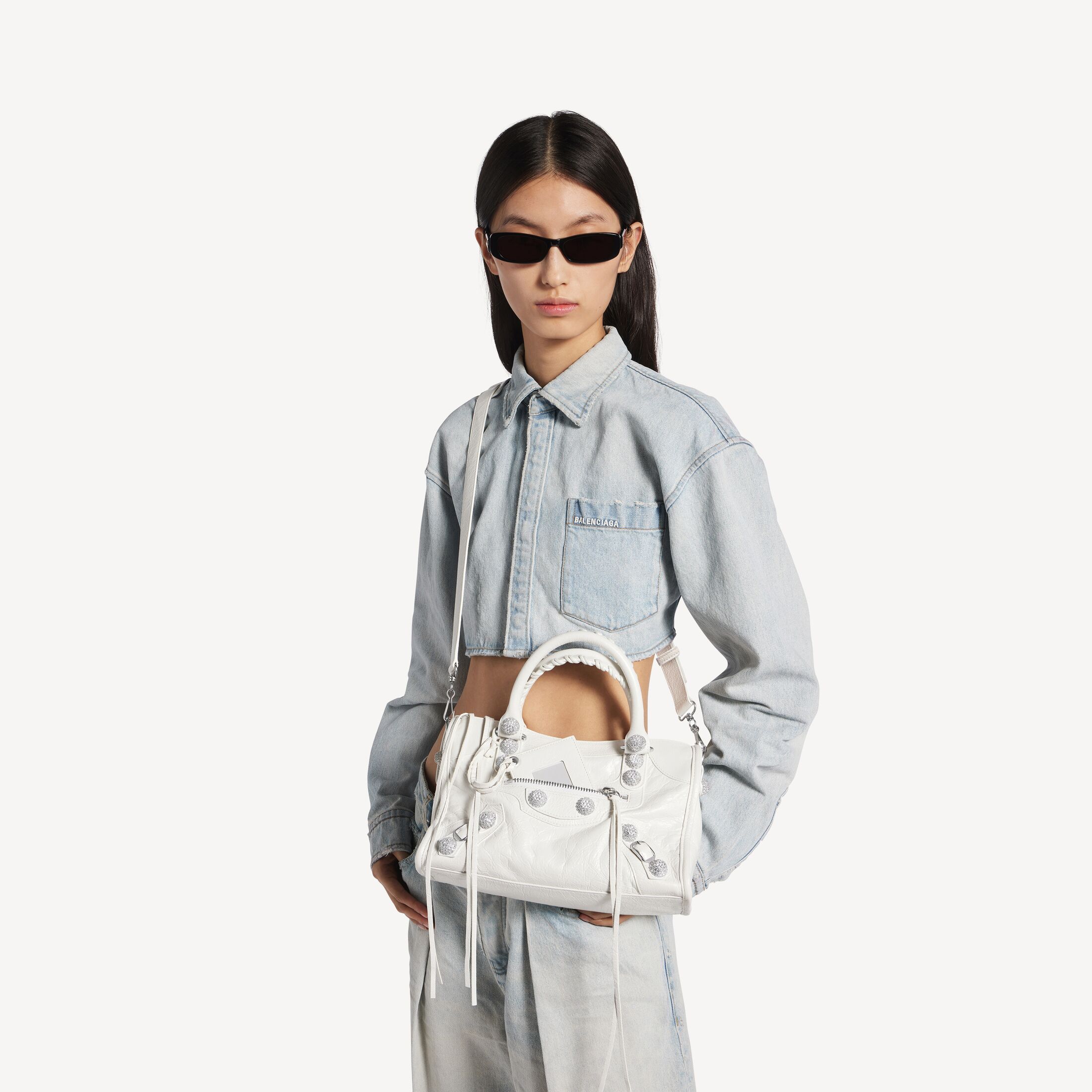 Le city bag small giant studs with rhinestones