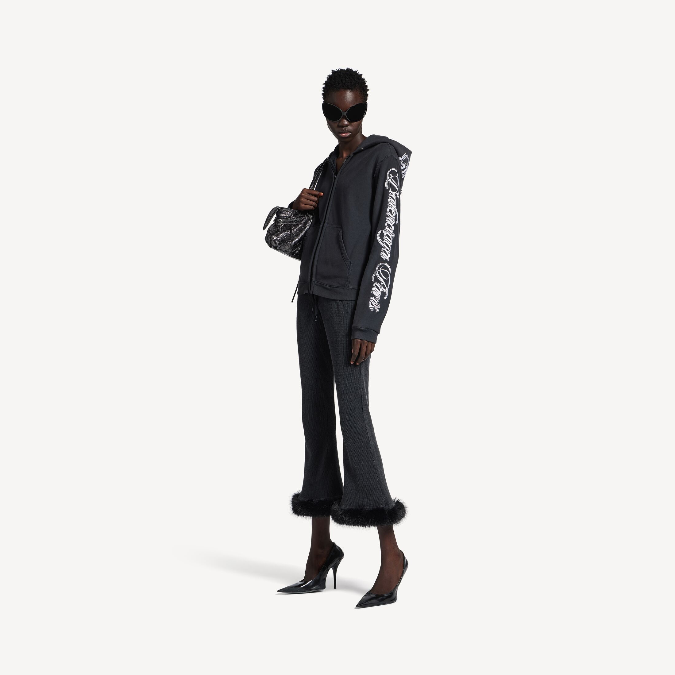 Cursive zip-up hoodie regular fit