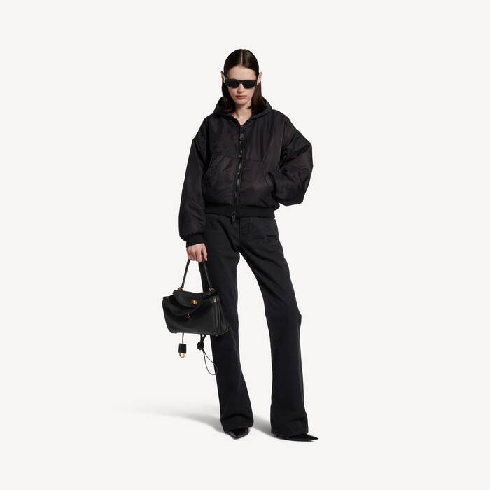 Women's Rodeo Handbag Small Grained Calfskin in Black | Balenciaga US