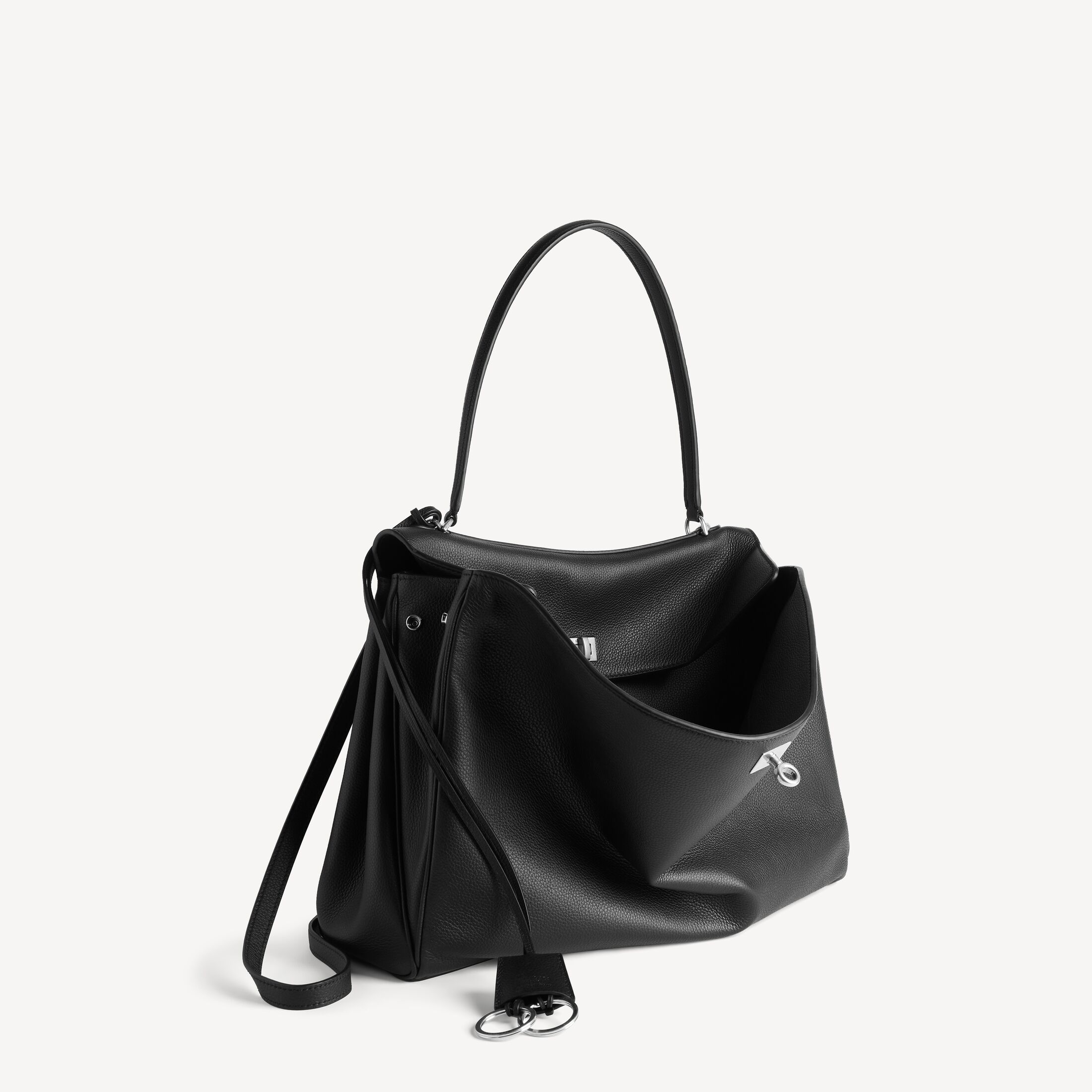 Rodeo Handbag Large Grained Calfskin in Black | Balenciaga US