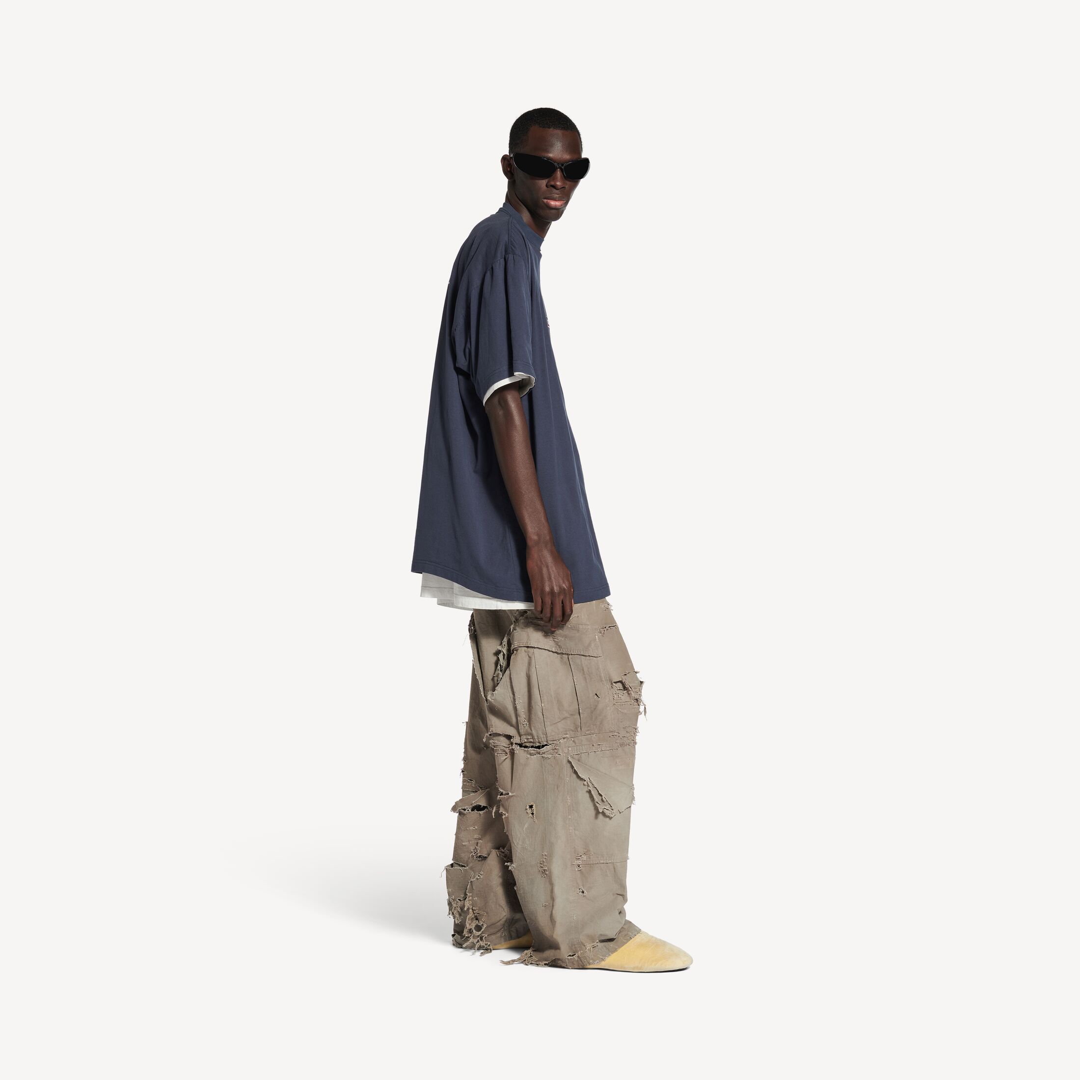 Men's Political Campaign Double T-shirt in Navy/white/red | Balenciaga US