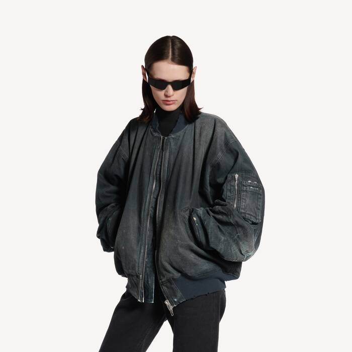Women's Bomber Jacket in Blue | Balenciaga US