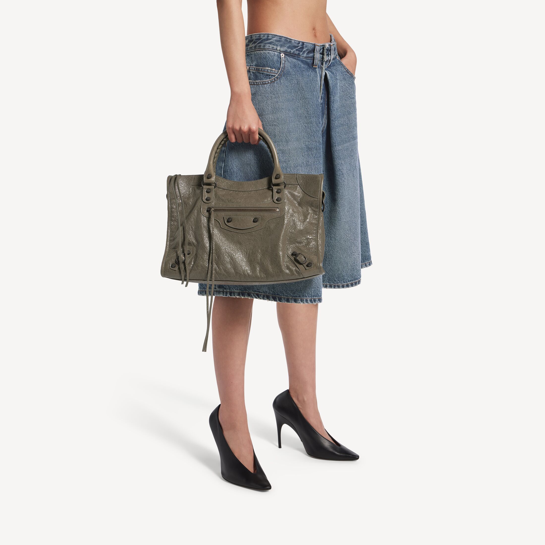 Sac Le City Moyen pour Femme en Vert Militaire | Balenciaga FR