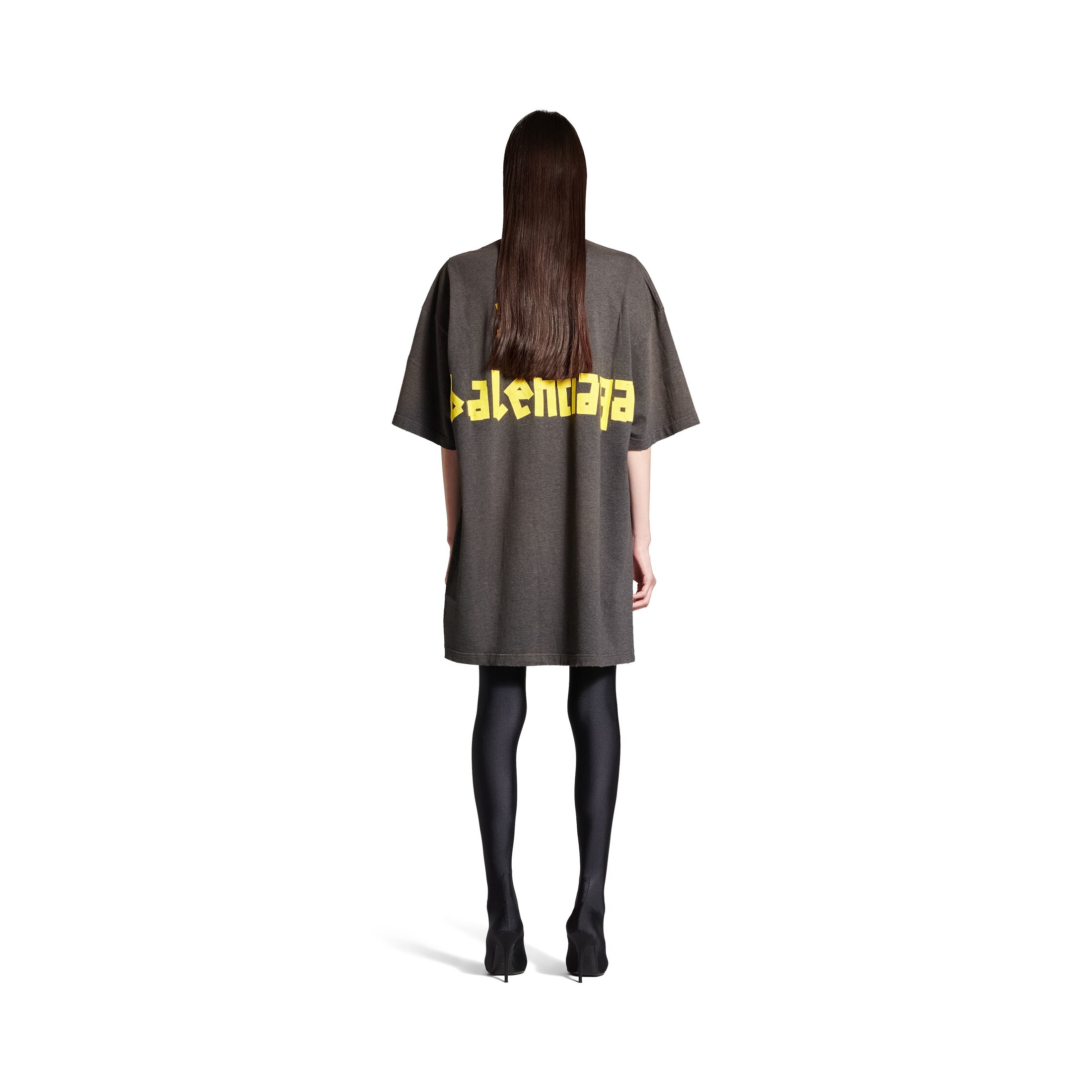 Womens Tape Type T Shirt Dress In Dark Grey Balenciaga Us