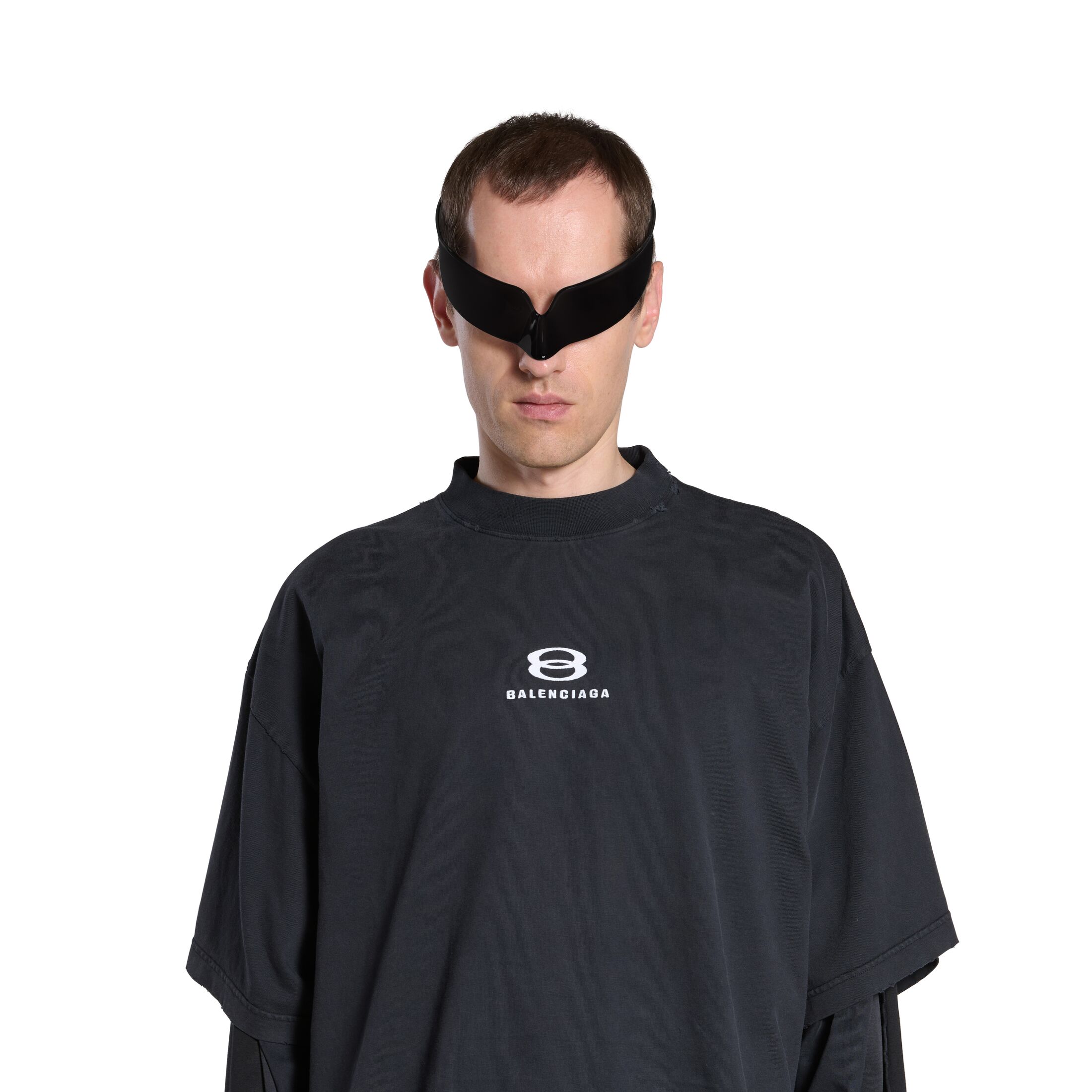 Unity Sports Icon Cropped T-shirt Large Fit in Black/white | Balenciaga US