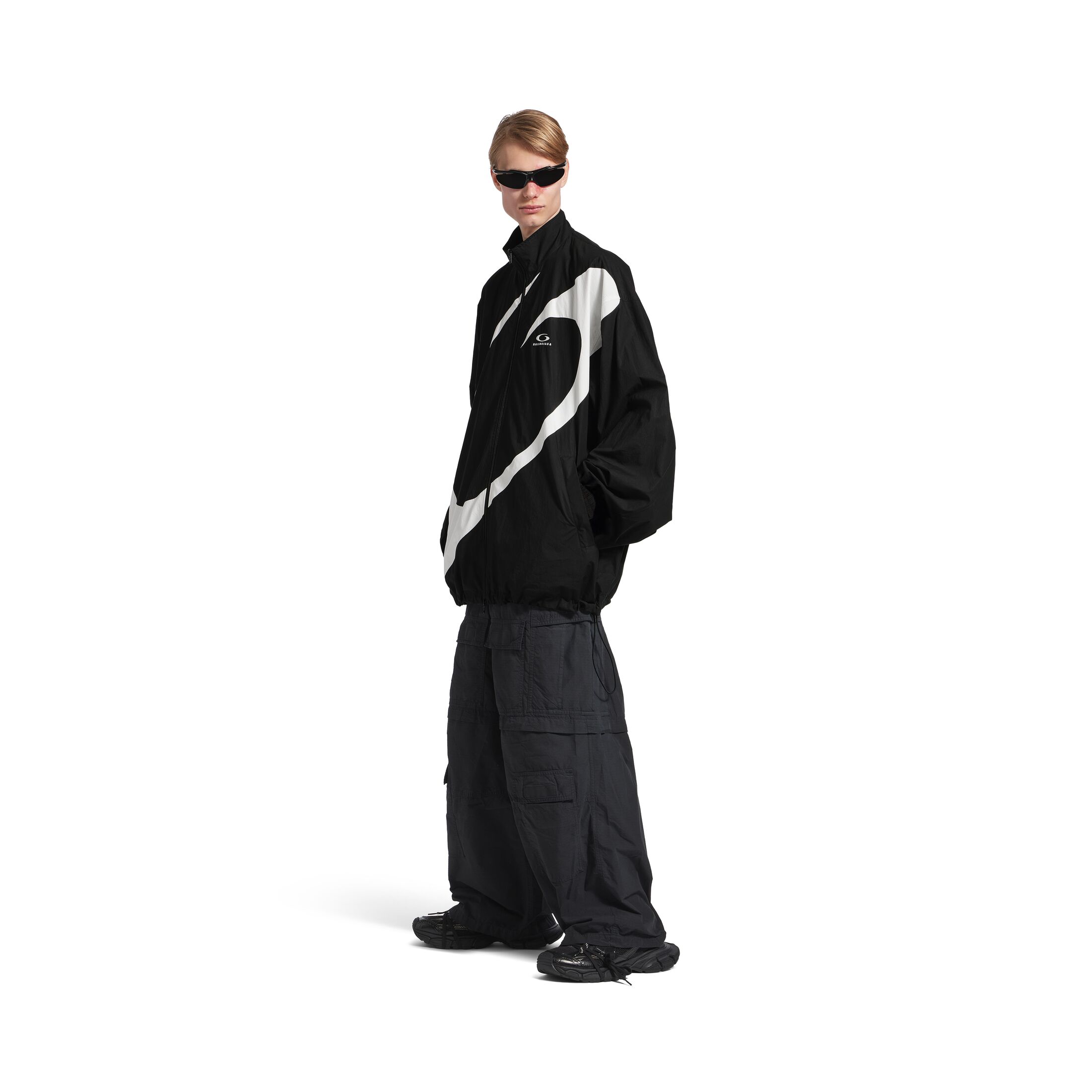 Men's Loop Sports Icon Tracksuit Jacket in Black | Balenciaga US