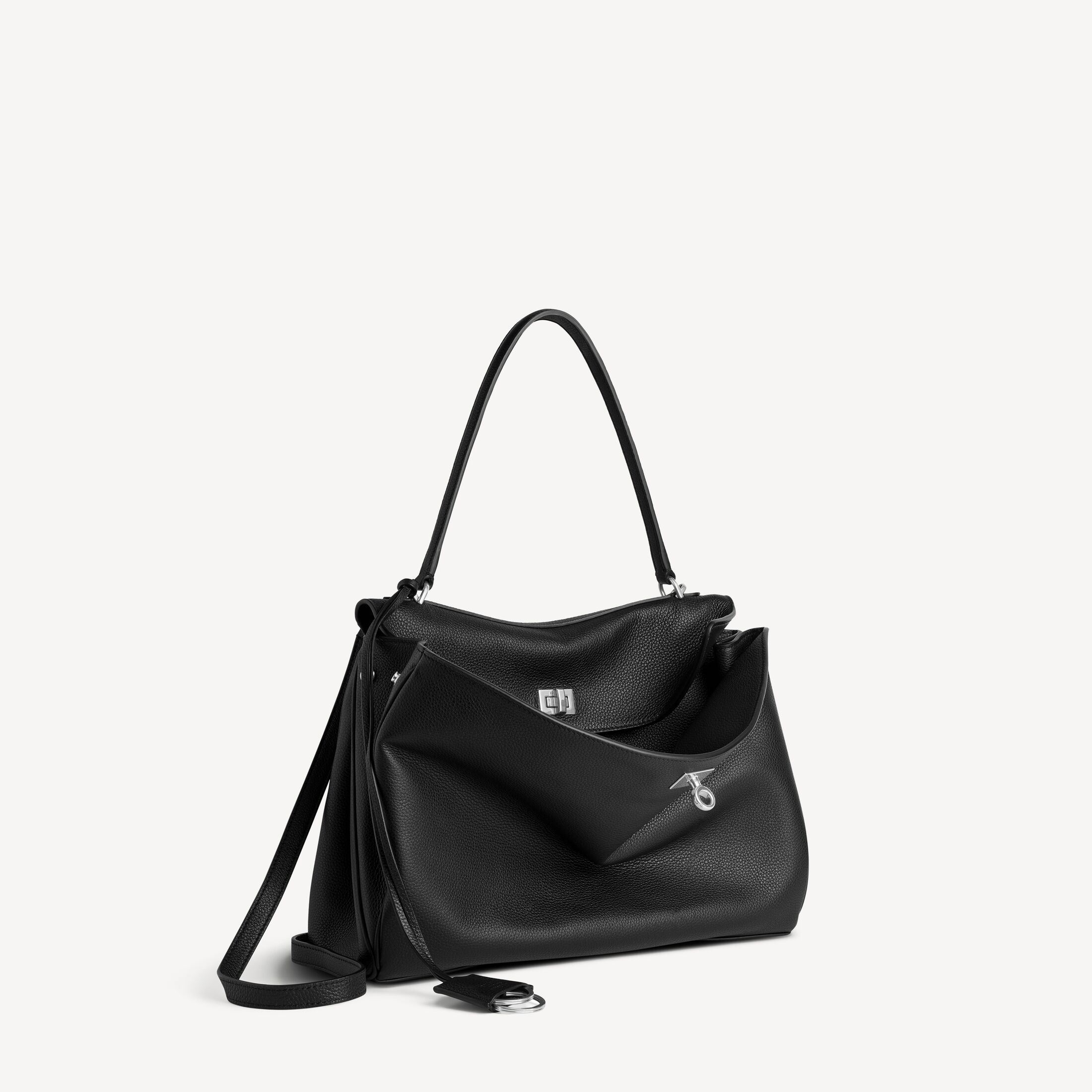 Women's Rodeo Handbag Medium Grained Calfskin in Black | Balenciaga AU