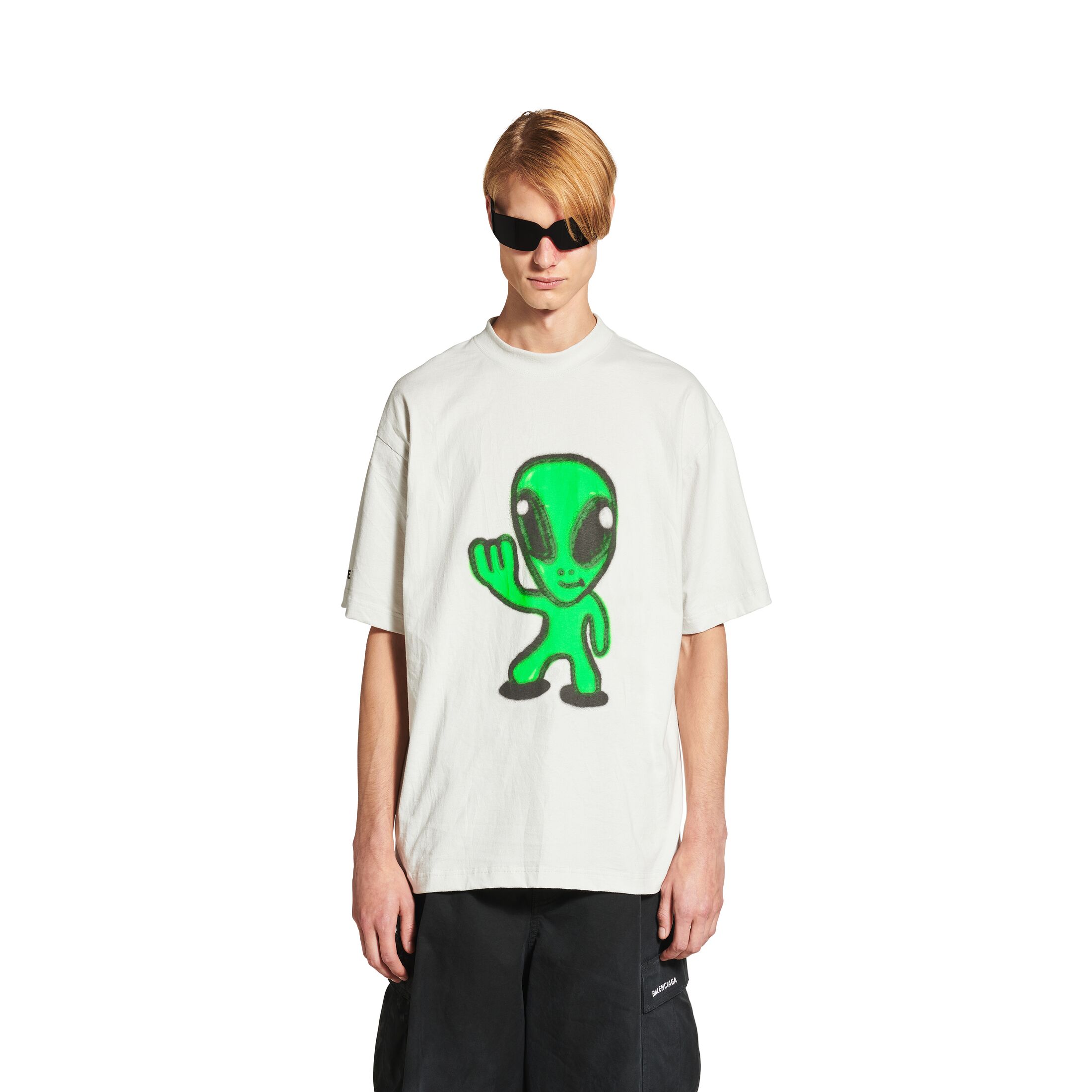T-shirt Hi There + Dripley Fit Medium en Blanc Effet Sali | Balenciaga FR