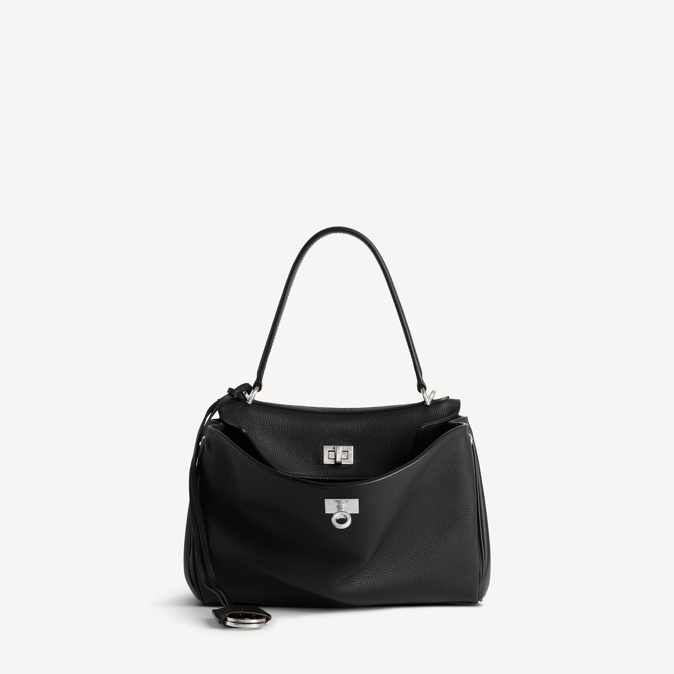 Women's Rodeo Handbag Small Grained Calfskin in Black | Balenciaga US