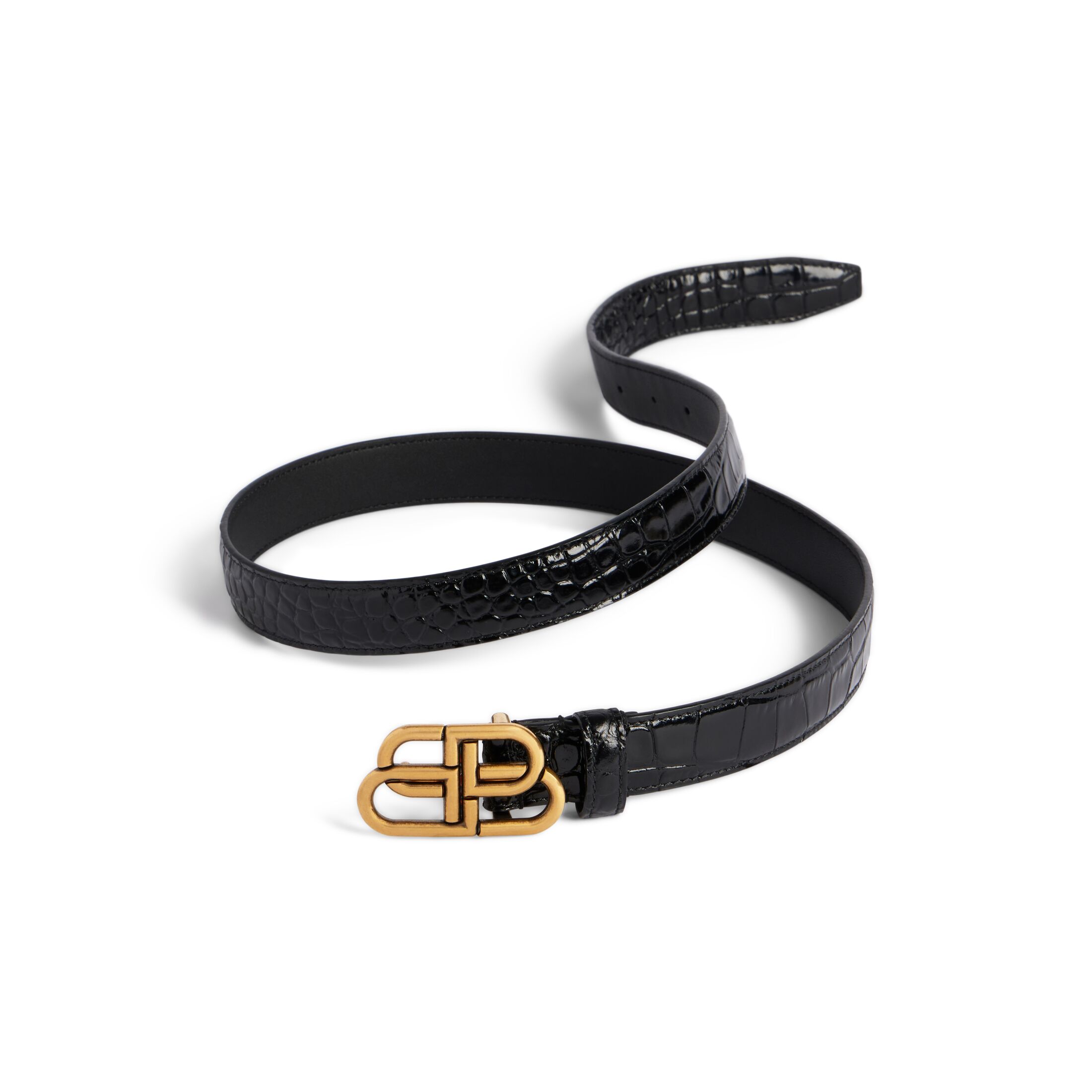 Women's Bb Thin Belt in Black | Balenciaga US