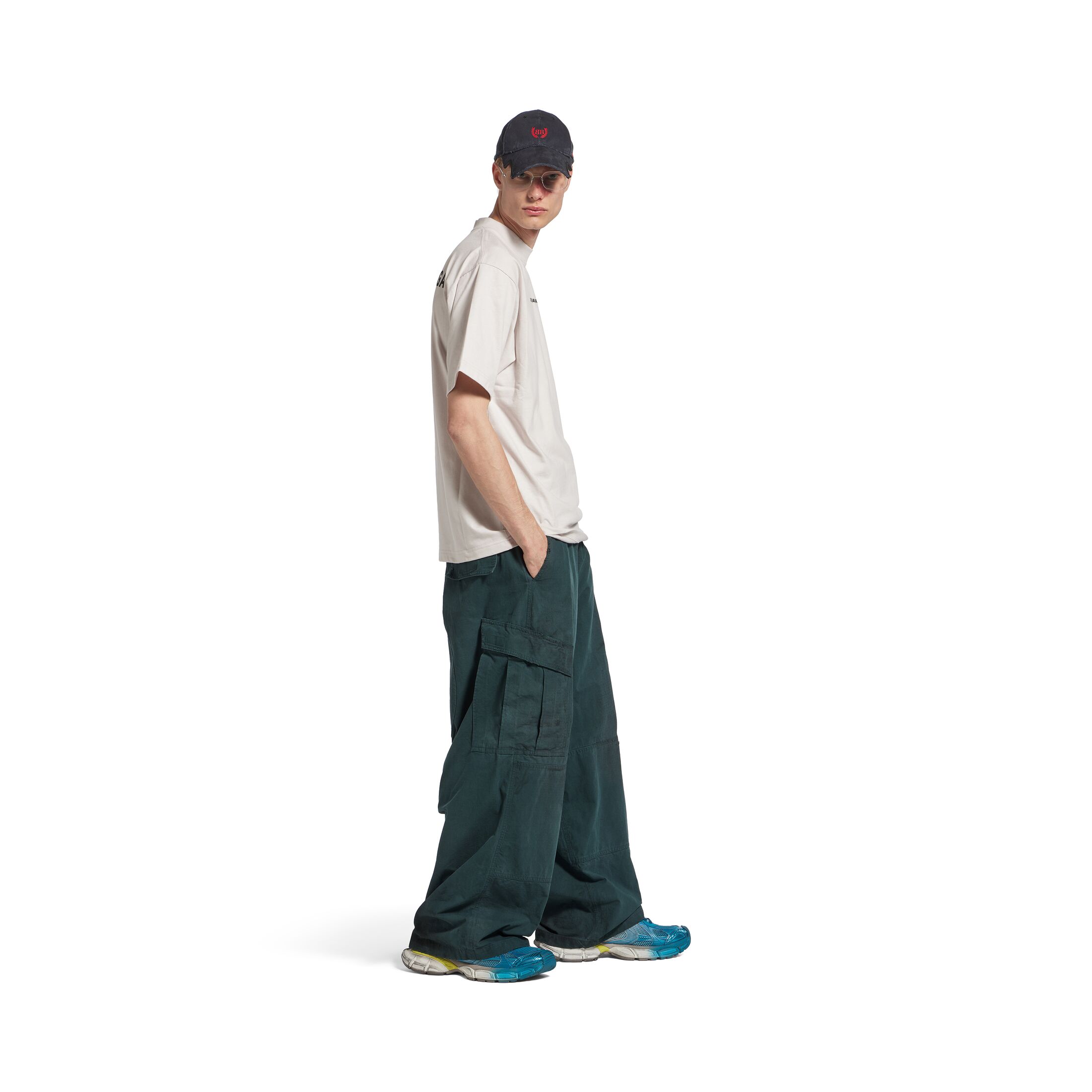 Men's Large Cargo Pants in Forest Green | Balenciaga SG