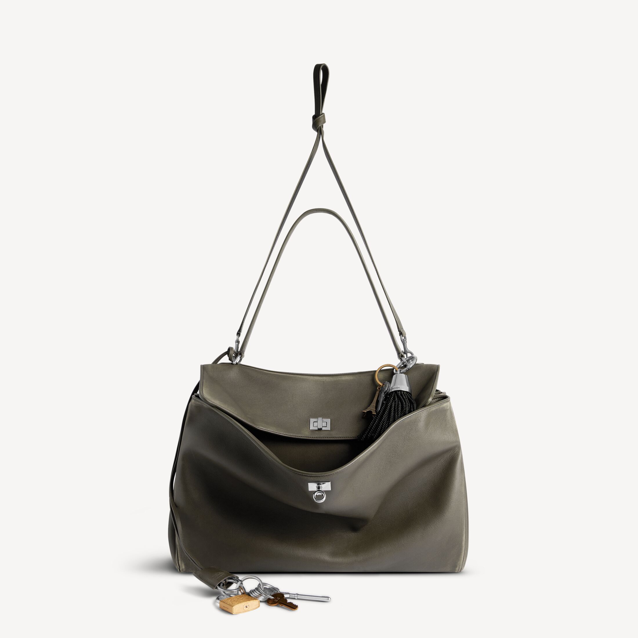 Women's Rodeo Handbag Large With Charms in Kaki | Balenciaga US