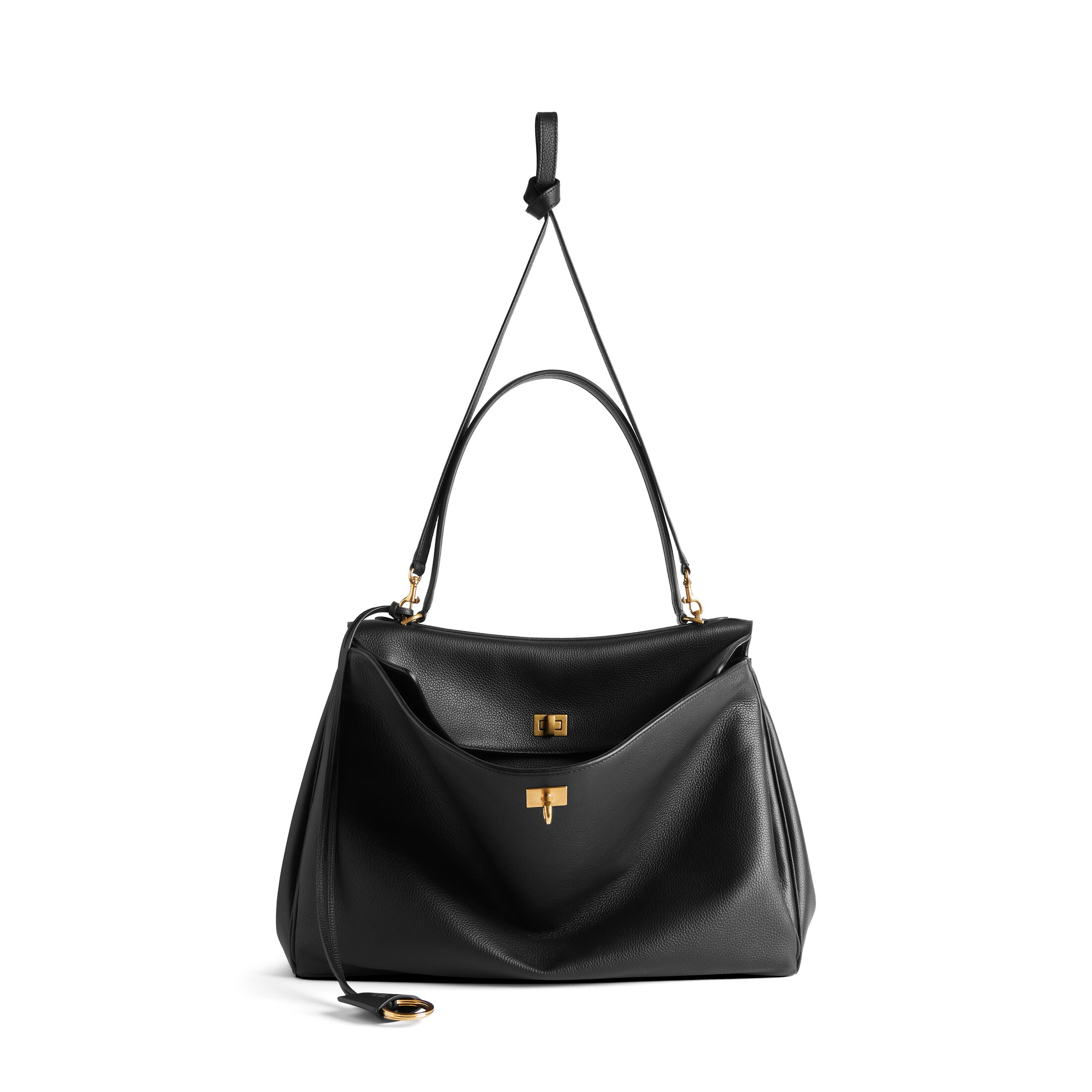 Women's Rodeo Handbag Large Grained Calfskin in Black | Balenciaga NL