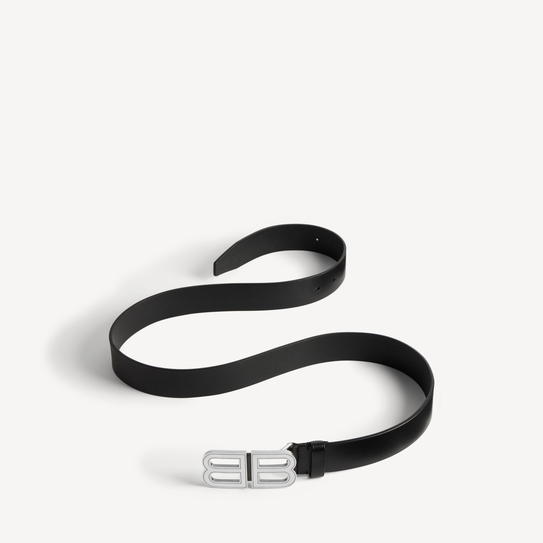 Men's Bb Hourglass Large Belt in Black | Balenciaga CA